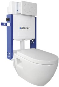 Závěsné WC Nera s podomítkovou nádržkou a tlačítkem Geberit, bílá - WC-SADA-17