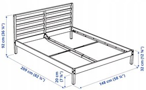 IKEA TARVA Rám postele bílé mořidlo/Luroy 140x200 cm