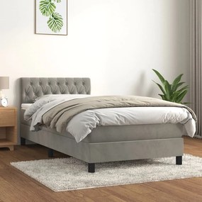 Box spring postel s matrací světle šedá 100x200 cm samet