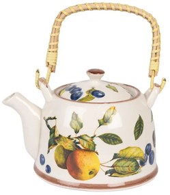 Porcelánová konvička na čaj se sítkem s motivem větviček s ovocem – 800 ml