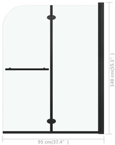 vidaXL Marketos Skládací sprchový kout se 2 panely ESG 95 x 140 cm černý