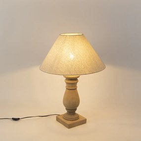 Rustikální stolní lampa s béžovým lněným stínítkem 50 cm - Catnip