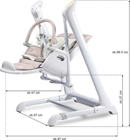 Caretero JÍDELNÍ ŽIDLIČKA + HOUPAČKA INDIGO SVĚTLE ŠEDÁ