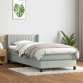 Box Spring Postel s matrací Světle šedá 90x220 cm Samet 3318309