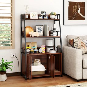 Costway Skříň pro kočky s nabíjecí stanicí na knihy 3 rovná – 80 × 40 × 132 cm