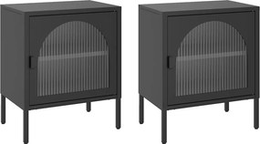 Noční stolky 2 ks černé 50 x 35 x 60 cm sklo a ocel 3211825