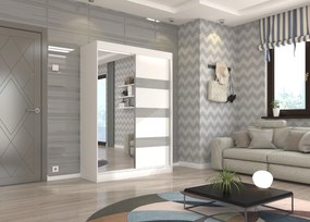 ADRK Furniture Posuvná skříň se zrcadlem a lacobelem TOURA 150 ADRK-SW-TOU-WGL-150