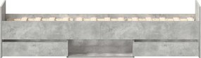 Rám postele s hlavovým a nožním čelem betonově šedý 100x200 cm 3203799