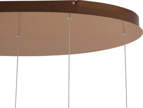 Designové závěsné svítidlo růžové zlato s jantarovým sklem vč. LED, 3-stupňově stmívatelné, 5-světelné Easylift - Fiera