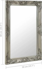Nástěnné zrcadlo barokní styl 50 x 80 cm stříbrné 320322
