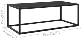 vidaXL Marketos Konferenční stolek černý s černým sklem 100 x 50 x 35 cm