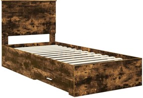 Rám postele s čelo Kouřový dub 90 x 190 cm Kompozitní dřevo 3411363
