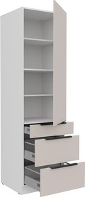 COMO | vysoká skříňka 60 DKS-210 3S1F potravinová | UNI DVÍŘKA | 60 cm | PREMIUM BOX | bílá/kašmír