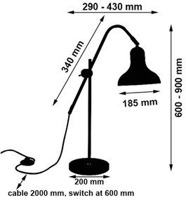 Stolní lampa Winston, nastavitelné, černá/bílá