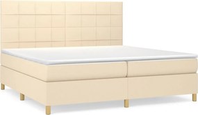 Box spring postel s matrací krémová 200x200 cm textil 3142366