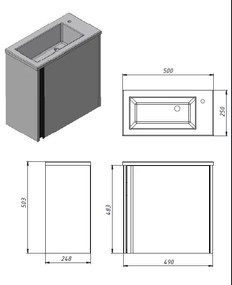 Lavedo Leo White 50 koupelnová skříňka s umyvadlem
