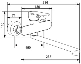 Mexen MILO - vanová baterie s dlouhou výlevkou, Zlatá, 71335-50