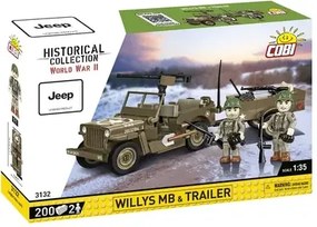 COBI 3132 II WW Willys MB s přívěsem, 1:35, 200 k, 2 f
