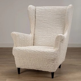 Bielastické potahy CRISTINA smetanová křeslo ušák (š. 60 - 110 cm)