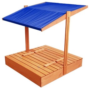 Zavíratelné pískoviště s lavičkami a stříškou modré barvy 120 x 120 cm