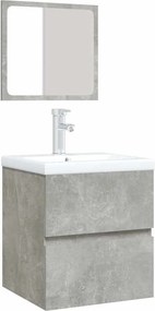 Koupelnová skříňka s umyvadlem a zrcadlem betonově šedá 3114174