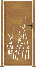 Zahradní branka 100 x 175 cm z corten oceli, design s trávou 153176