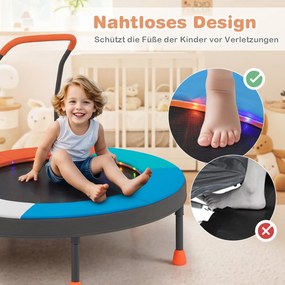 Costway Dětská trampolína Ø90 cm s LED osvětlením a madlem a taškou na přenášení