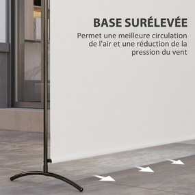 Outsunny jednopanelová venkovní přepážka pro soukromí, voděodpudivý panel s UV30+, stabilní základna, béžová (180 × 50 × 180 cm)