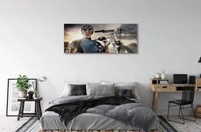 akrylový obraz Cyklista na kole mraky 120x60 cm