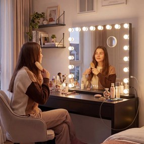 Kosmetické zrcadlo Norlina s Bluetooth – černá