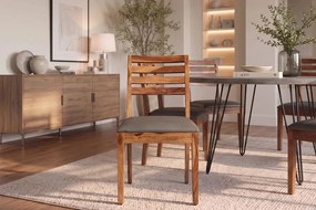 Designová židle Timber Sheesham / tmavě šedá ekokůže