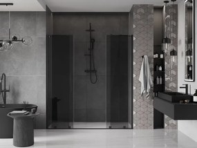 Mexen Velar Duo, posuvné sprchové dveře do otvoru 200 cm, 8mm šedé sklo, černá matná, 871-200-000-42-70