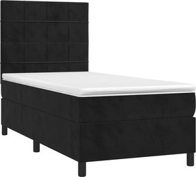 Box spring postel s matrací a LED černá 90x190 cm samet 3136097