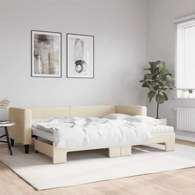 Válenda s přistýlkou a matracemi krémová 80 x 200 cm textil 3196595