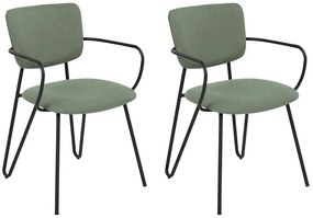 Sada 2 čalouněných jídelních židlí tmavě zelené ELKO Beliani