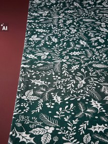 Sinsay - Vánoční běhoun na stůl s rostlinným potiskem - zelená