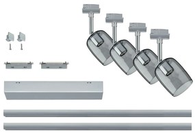 Paulmann 96899 Blossom, základní set Urail systemu, 4xG9 max. 10W, matný chrom/kouřové sklo, délka 2,2m