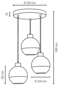 Spot-Light 1860374R - Lustr na lanku LINEA 3xE27/60W/230V
