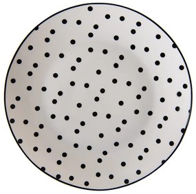 Porcelánový dezertní talířek s černými puntíky Black Dot - Ø 20*2 cm