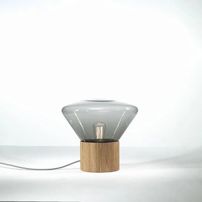 Nadčasová stolní lampička Muffins Table Dekor: Dub evropský / Kouřové sklo, Rozměr: ø 275 x 260 mm