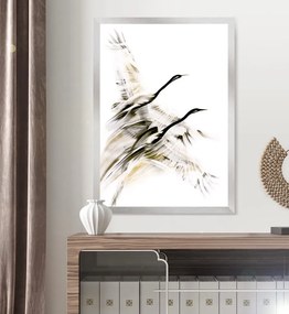 Nadčasový obraz jeřábů v moderním stylu a stylu Japandi Jeřábi, Série v Oblacích | Anna Borkowska