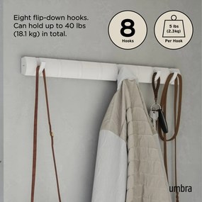 Matně bílý nástěnný věšák z borovicového dřeva 81 cm Flip – Umbra