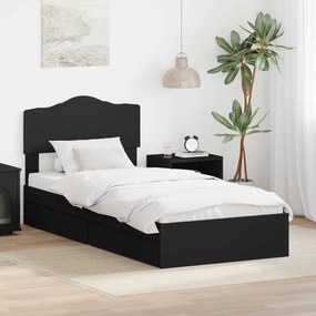 Postel s úložným prostorem Černá 90 x 190 cm Kompozitní dřevo 3413139