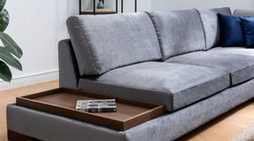 Hanah Home Rohová pohovka TULIP tmavě šedá pravý roh s pufem 560ARE1162