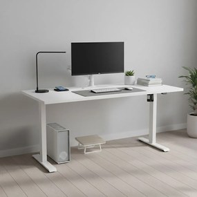 Výškově nastavitelný stůl OfficeTech A, 160 x 80 cm, bílá podnož, bílá