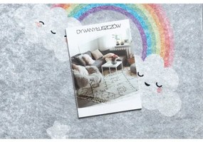 Dywany Luszczow Dětský kusový koberec JUNIOR 52063.801 pratelný  Duha, mraky pro děti protiskluz, šedá Rozměr koberce: 160 x 220 cm