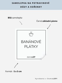 BANÁNOVÉ PLÁTKY – bílá samolepka na dózu, základní písmo, 5 x 5 cm | DomaLEP