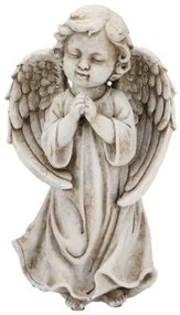 Šedá antik cementová dekorace modlící se anděl - 17*11*29 cm