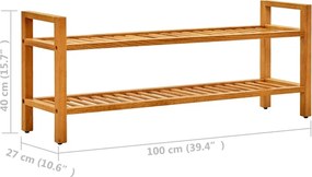 vidaXL Botník se 2 policemi 100 x 27 x 40 cm masivní dubové dřevo [331748]