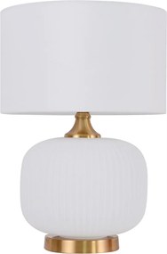 Bílá elegantní lampa Temže 48 cm noční u zlaté postele do ložnice